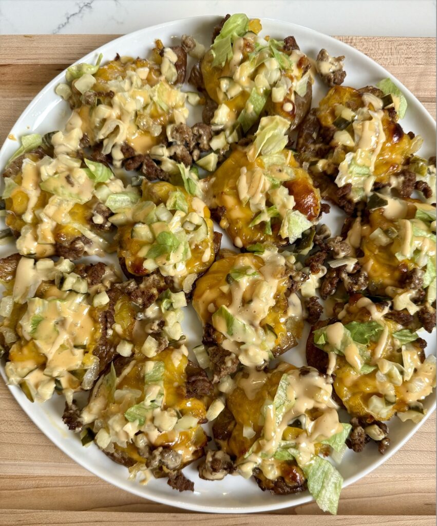 Big Mac Smashed Potatoes - Rachaell's Recipes
