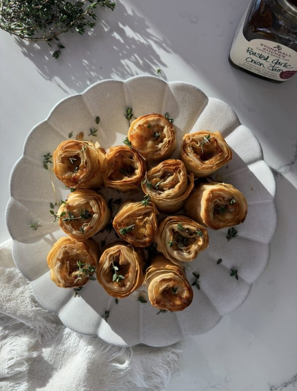 French Onion Phyllo Pinwheels - Rachaell's Recipes